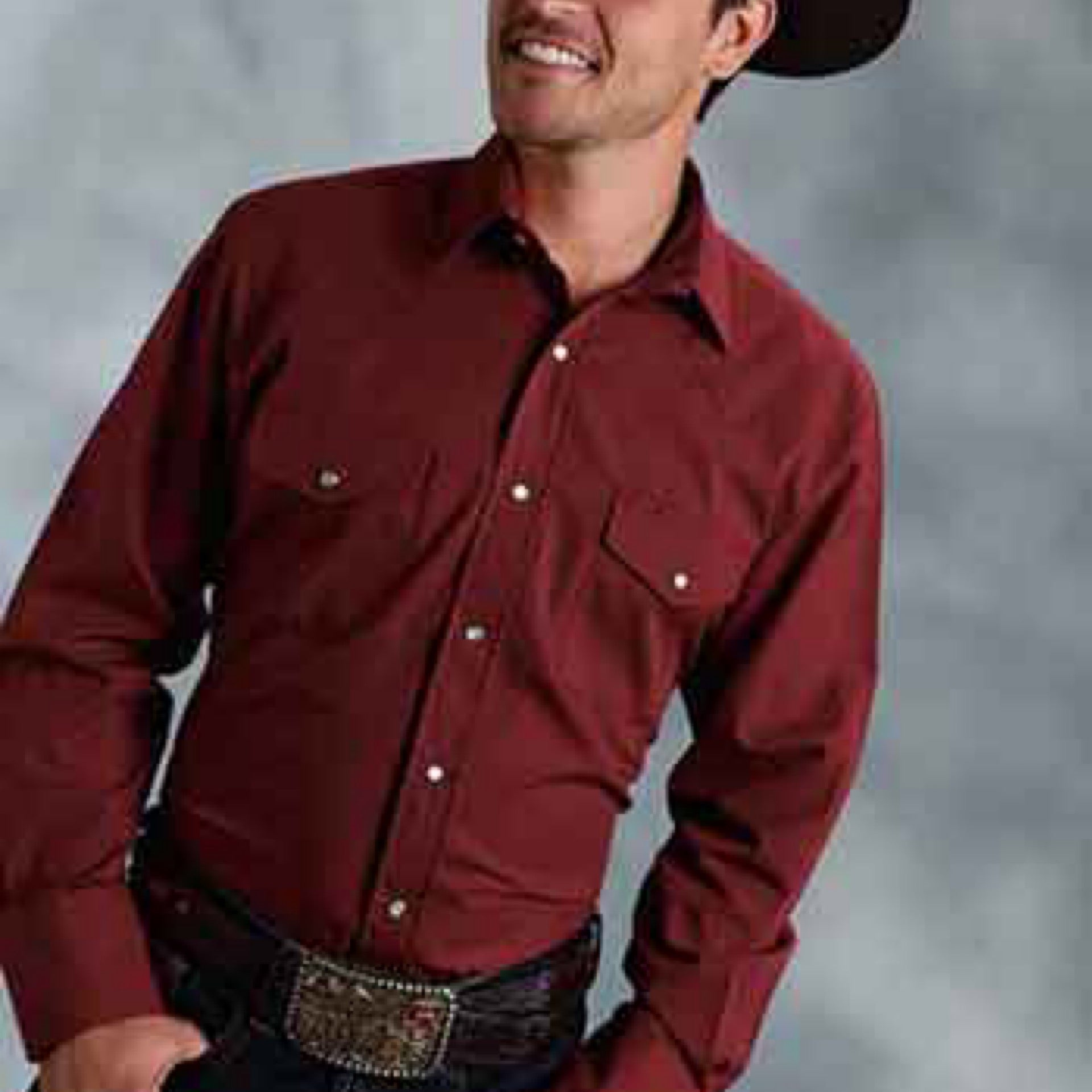 Foxfire Men’s Western Shirt Burgundy/Pearl Buttons | Retro Betty